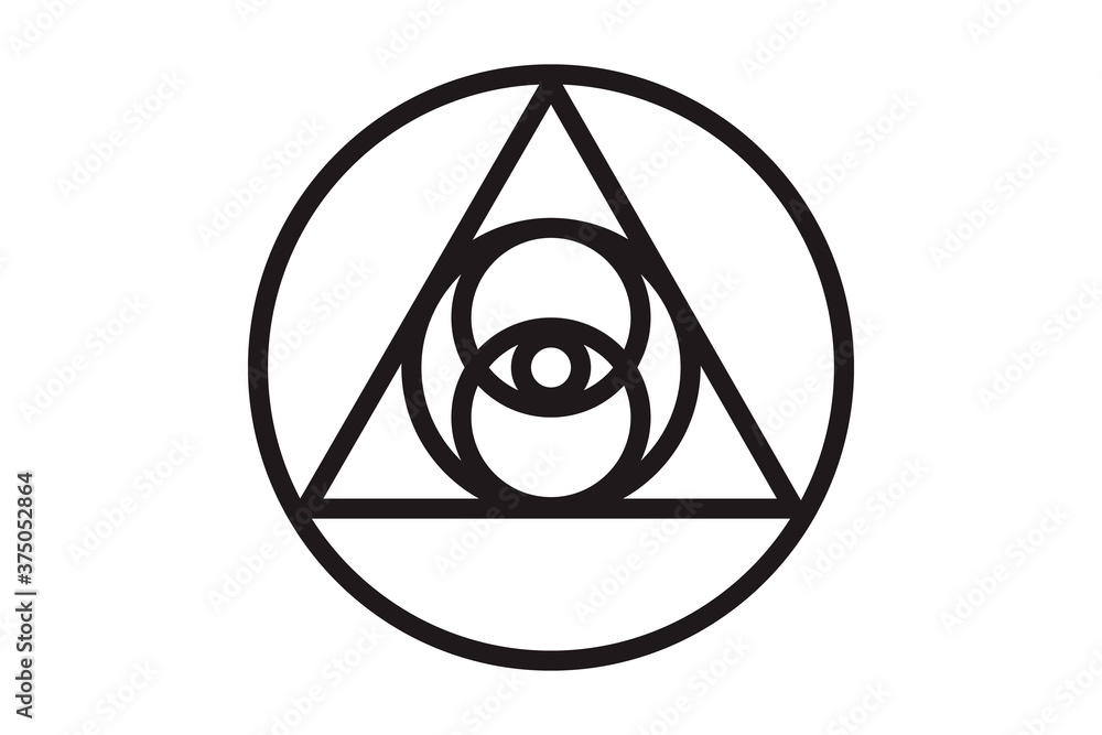 All-seeing eye of god in sacred geometry triangle, masonic sign and ...