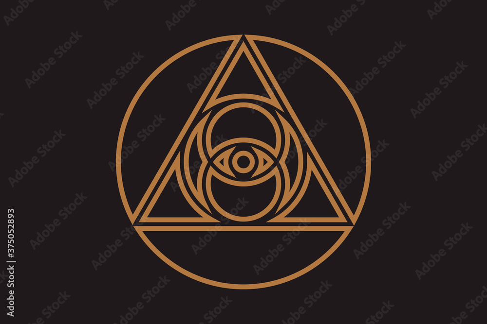 All-seeing eye of god in sacred geometry triangle, masonic sign and ...