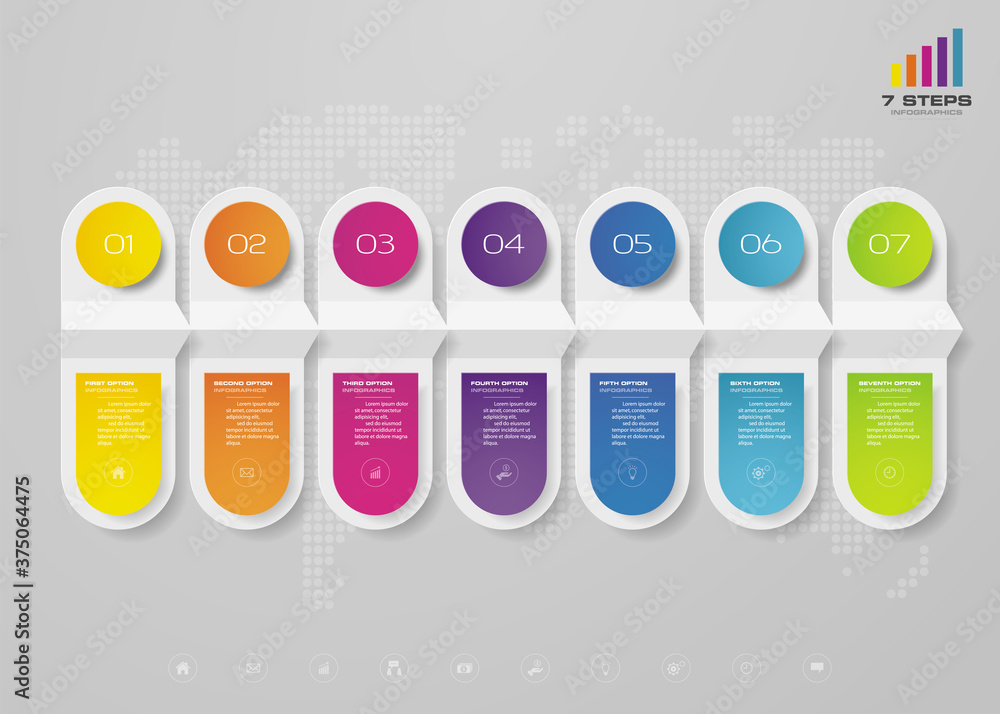 7 steps timeline infographic element. 7 steps infographic, vector ...