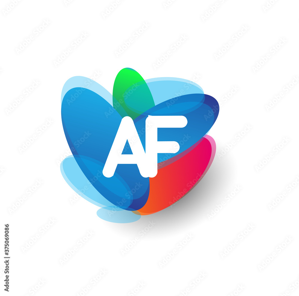 Letter AF logo with colorful splash background, letter combination logo ...
