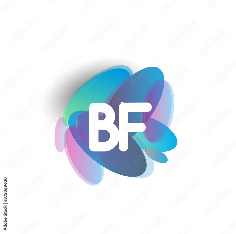 Letter BF logo with colorful splash background, letter combination logo ...
