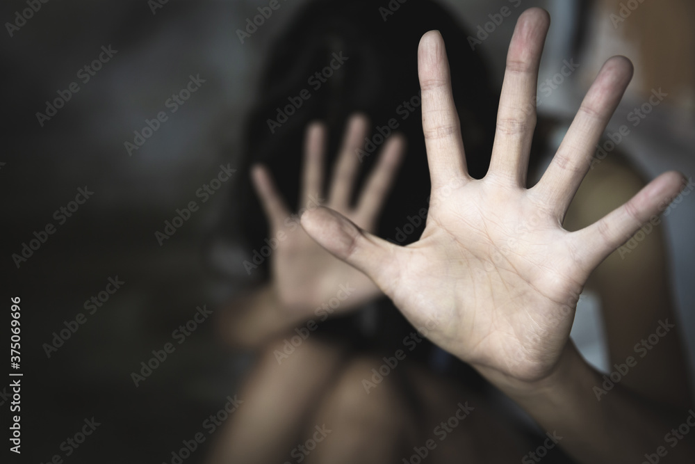 woman raised her hand for dissuade, campaign stop violence against ...