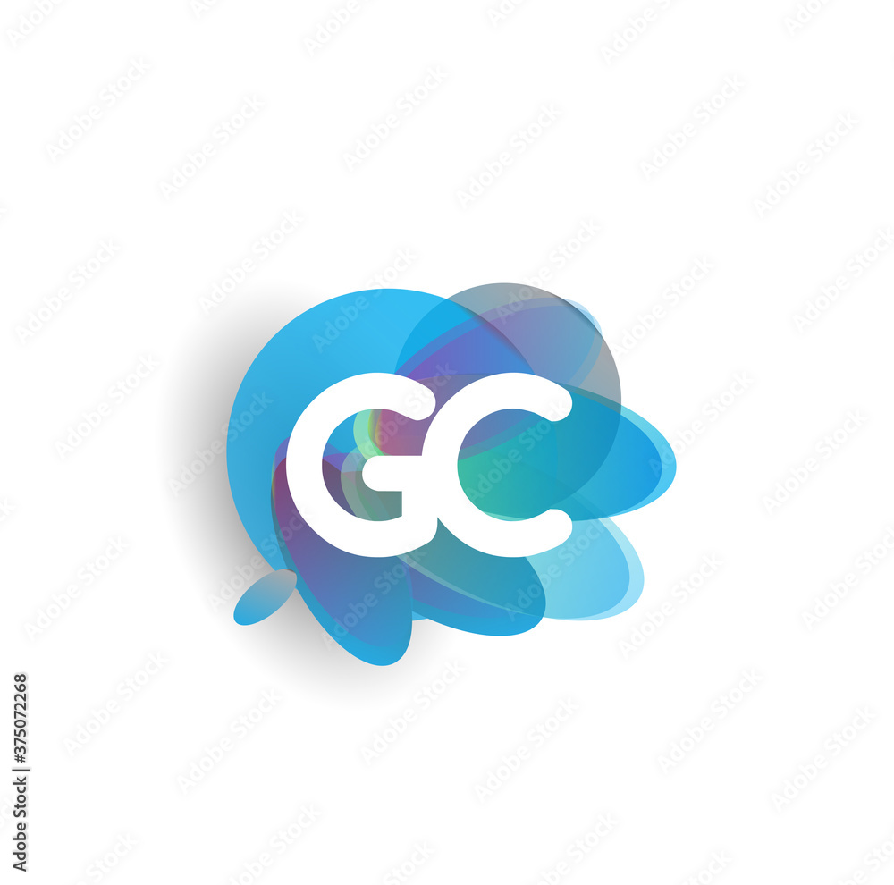 Letter GC logo with colorful splash background, letter combination logo ...