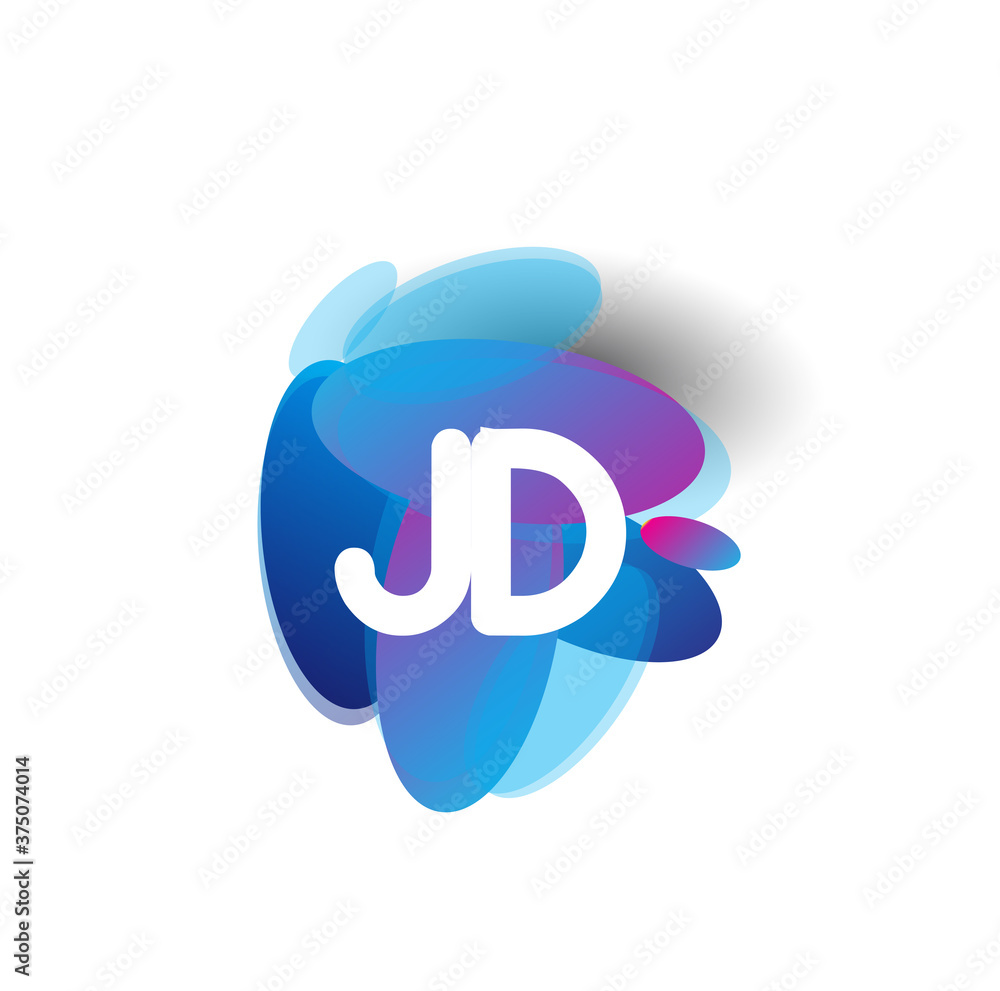 Letter JD logo with colorful splash background, letter combination logo ...