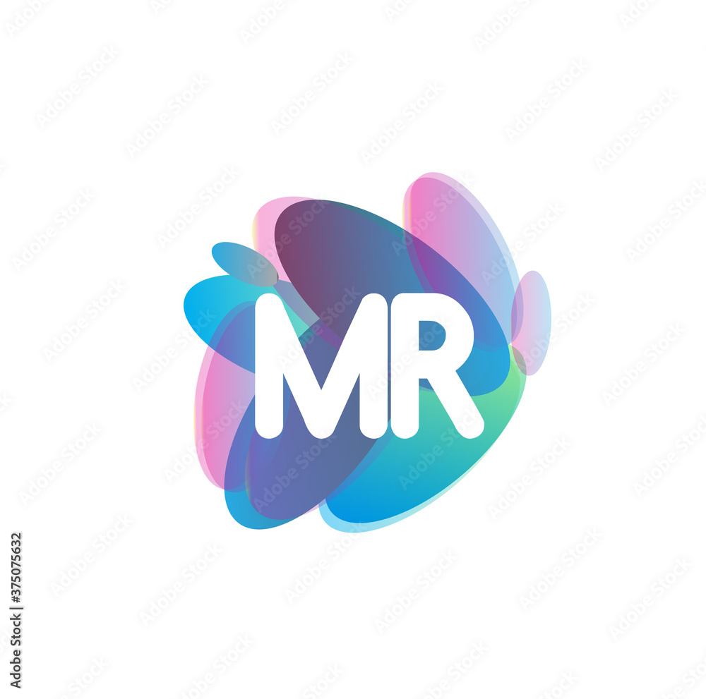 Letter MR logo with colorful splash background, letter combination logo ...