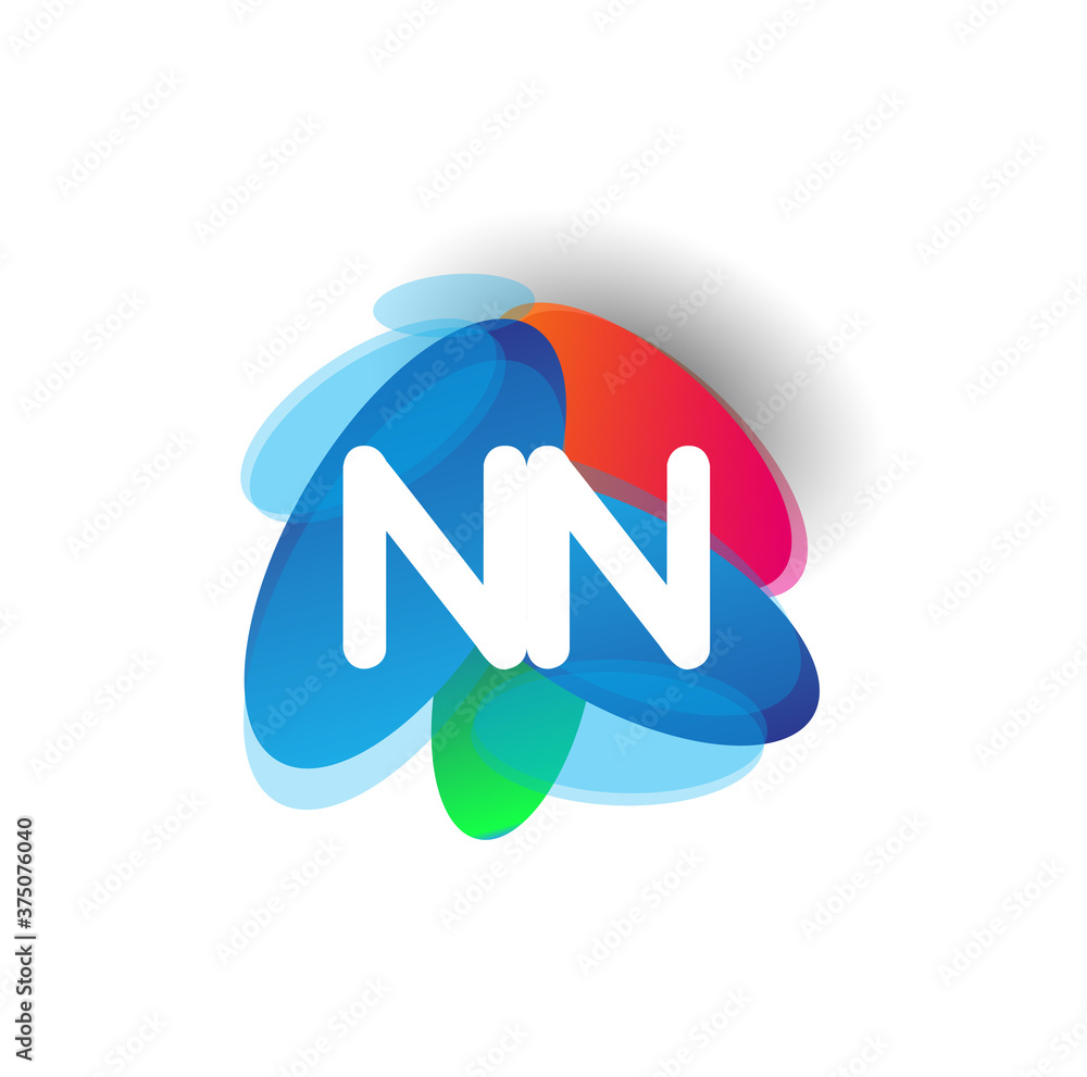 Letter NN logo with colorful splash background, letter combination logo ...