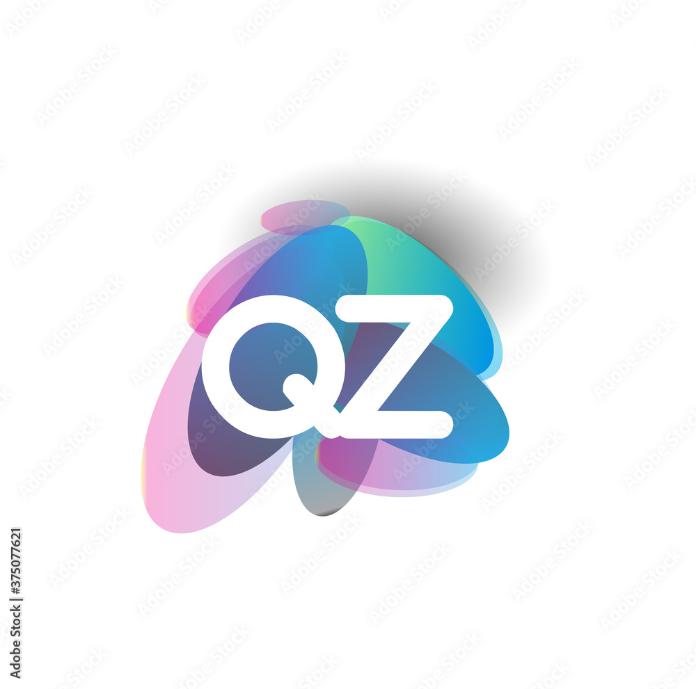 Letter QZ logo with colorful splash background, letter combination logo ...