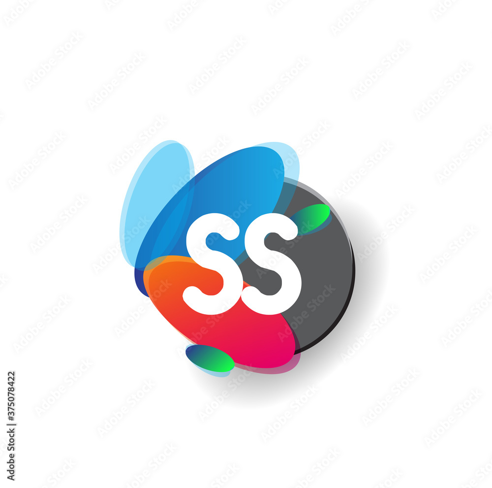Letter SS logo with colorful splash background, letter combination logo ...
