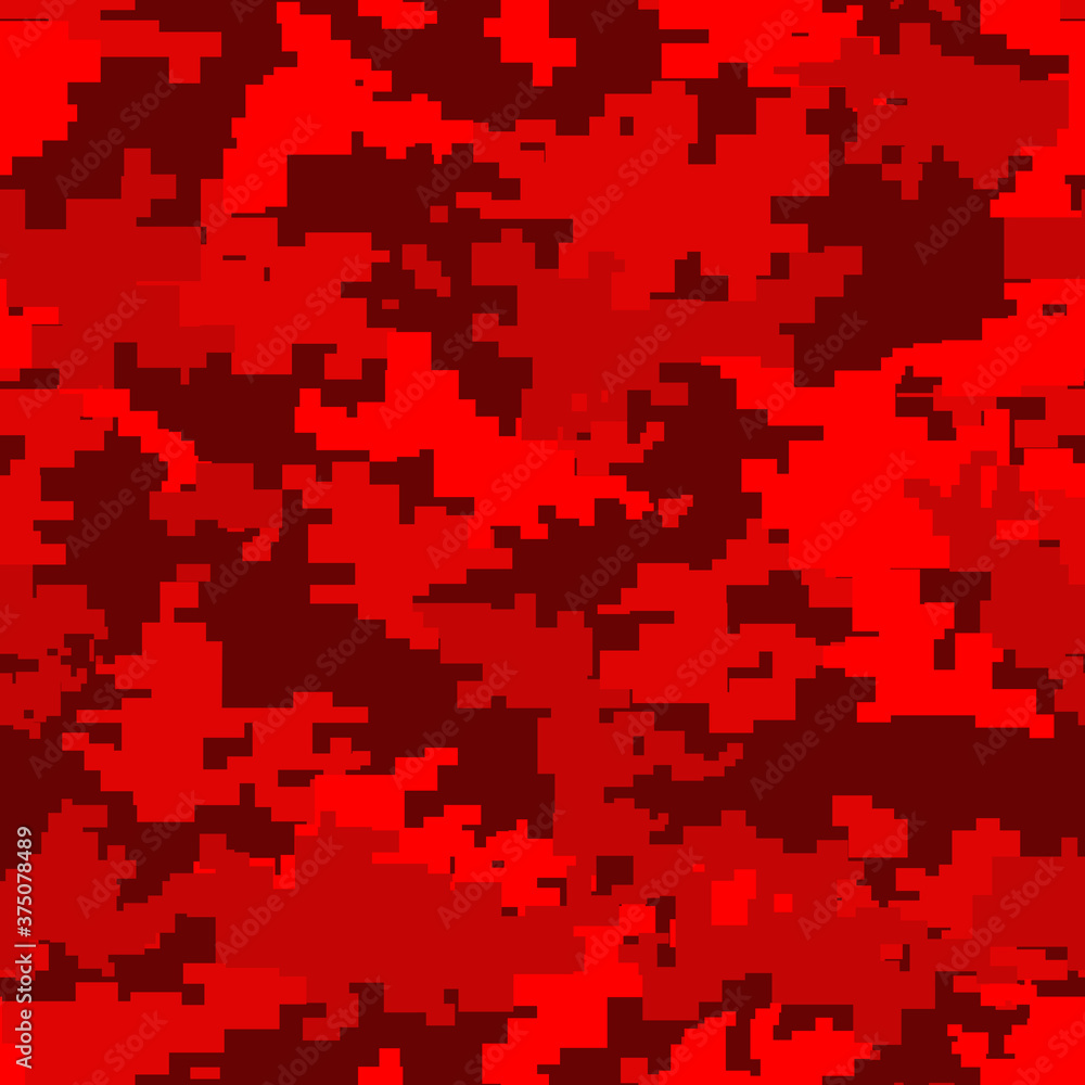 Camouflage red modern.Pixel camo.Seamless pattern.Military texture ...