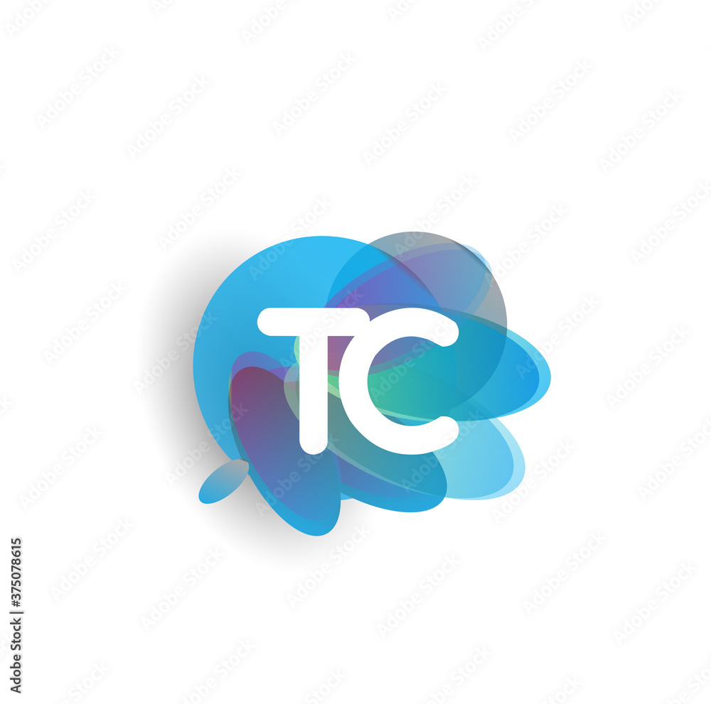Letter TC logo with colorful splash background, letter combination logo ...
