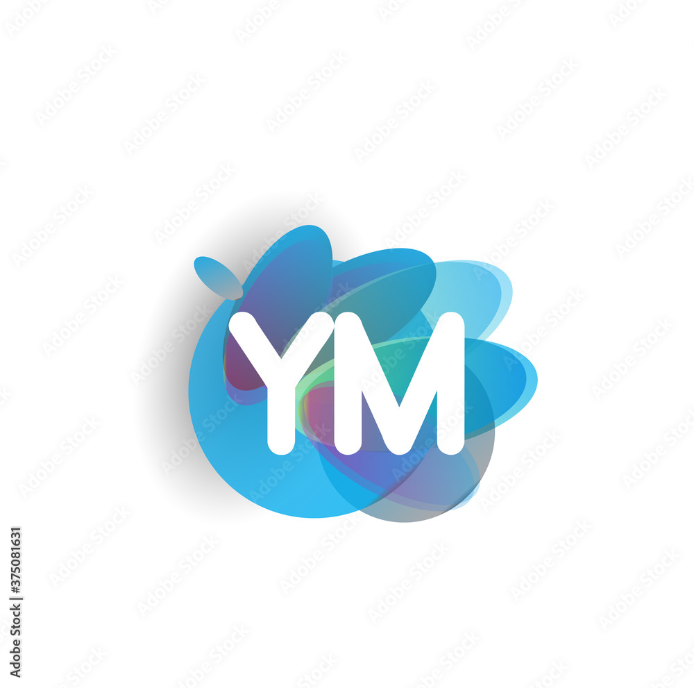 Letter YM logo with colorful splash background, letter combination logo ...