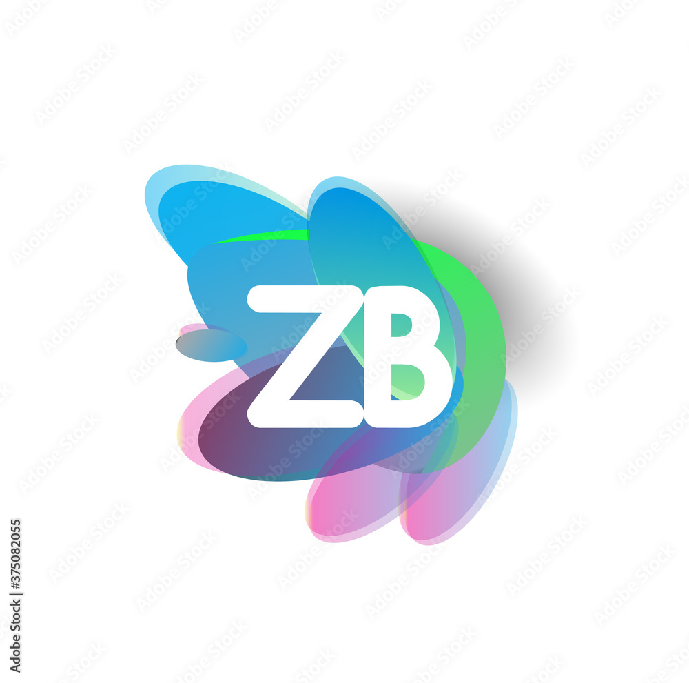 Letter ZB logo with colorful splash background, letter combination logo ...