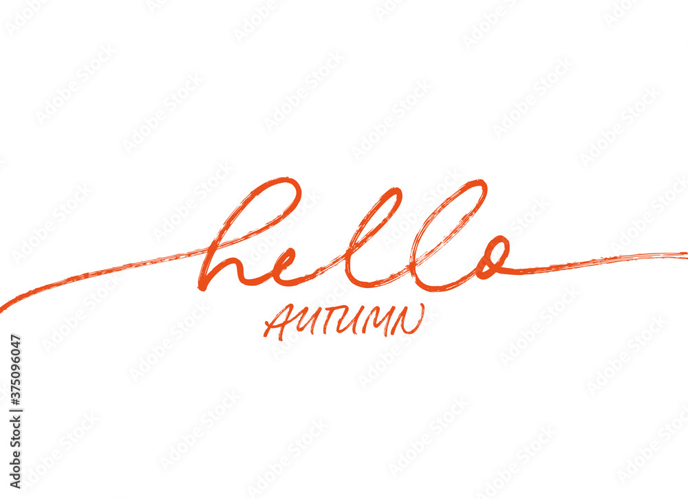 Hello autumn ink brush pen vector lettering. Modern inscription ...