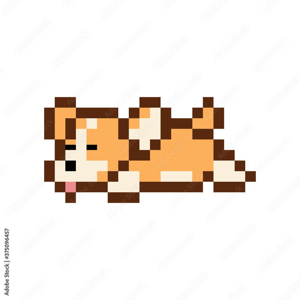 Pixel art cute sleeping corgi dog vector isolated illustration Stock ...