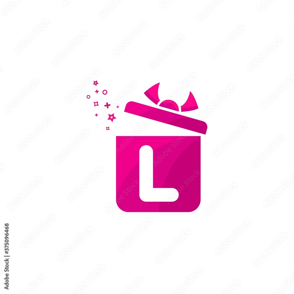 l letter Gift box Logo Design Vector Template.Logo gift template ...