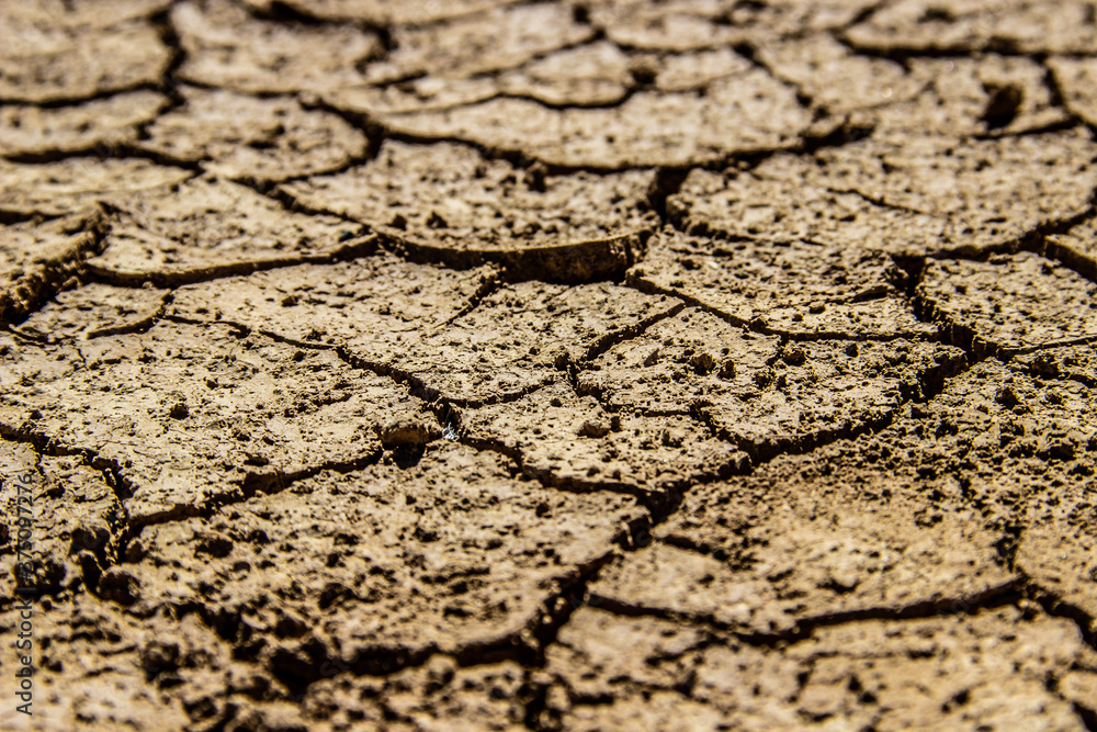 Foto de Cracked earth from drought. View from the height of the ...