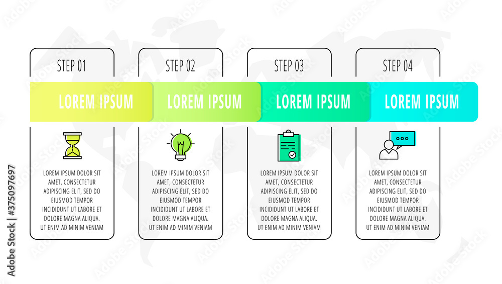 Fototapeta mapa świata dla dzieci Vector infographic design with 4 rectangles with labels. Flat ...
