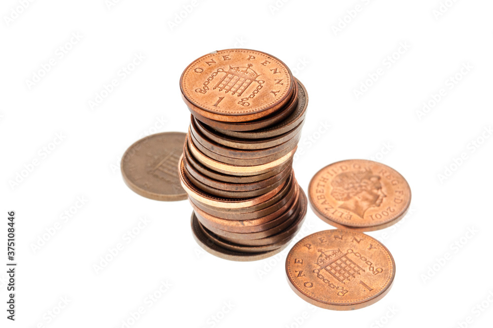 Stack of One Pence Coins Stock Photo | Adobe Stock