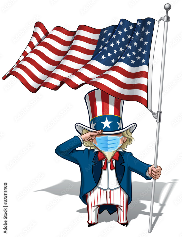 Uncle Sam Saluting the US Flag - Surgical Mask Stock Vector | Adobe Stock