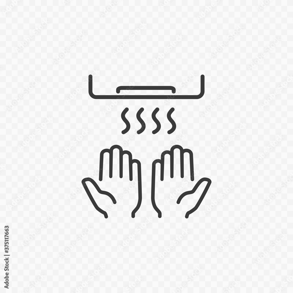 Icon of hygiene procedure. Vector handdry symbol. Process dry hands ...