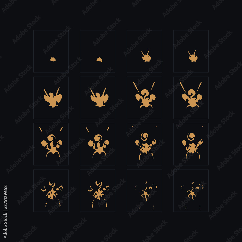 Blast explosion animation. Smoke effect sprites sheet for games ...