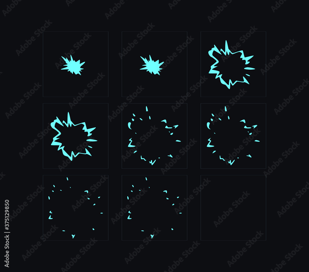 Blast explosion animation. Smoke effect sprites sheet for games ...