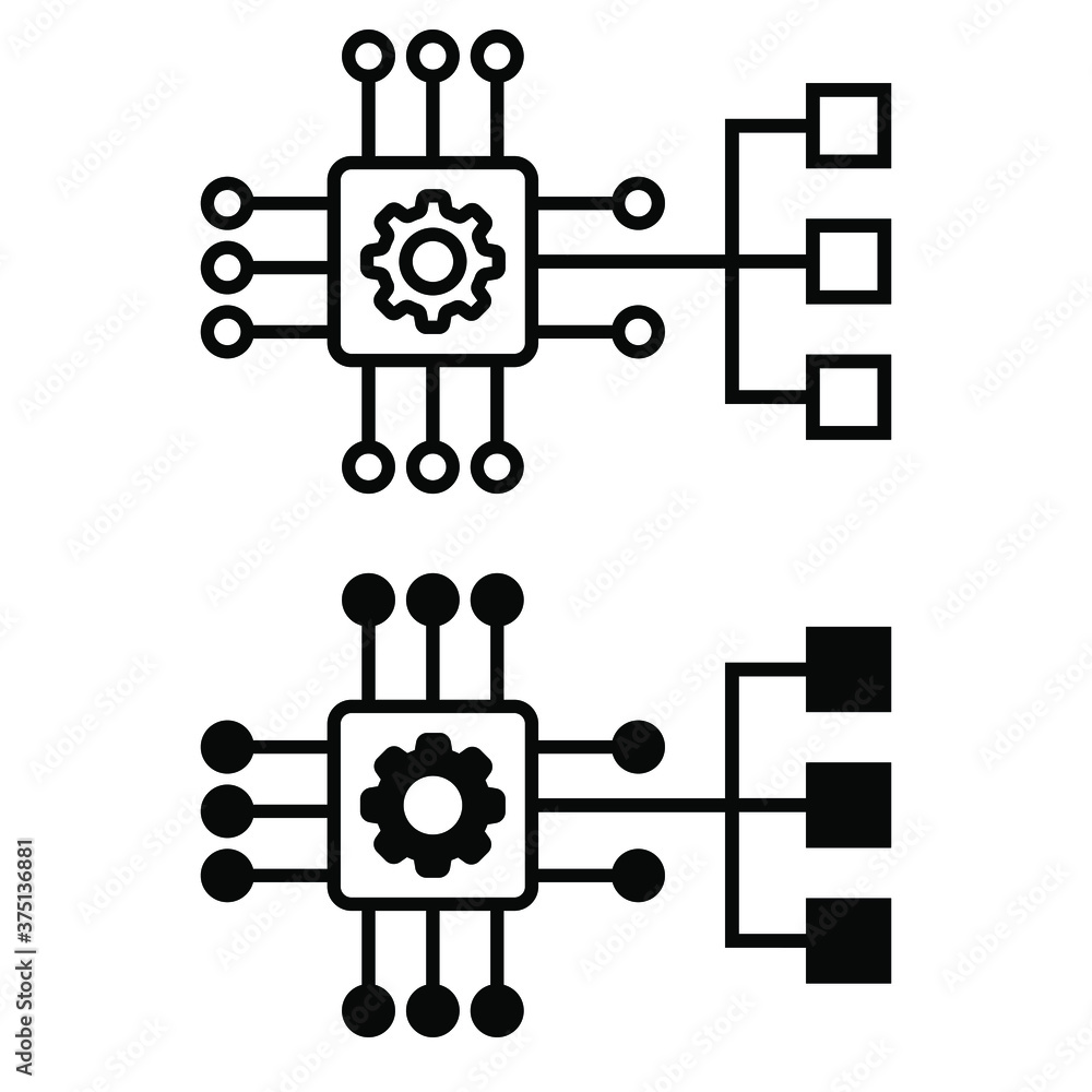 Clustering icon vector set. artificial illustration sign collection ...