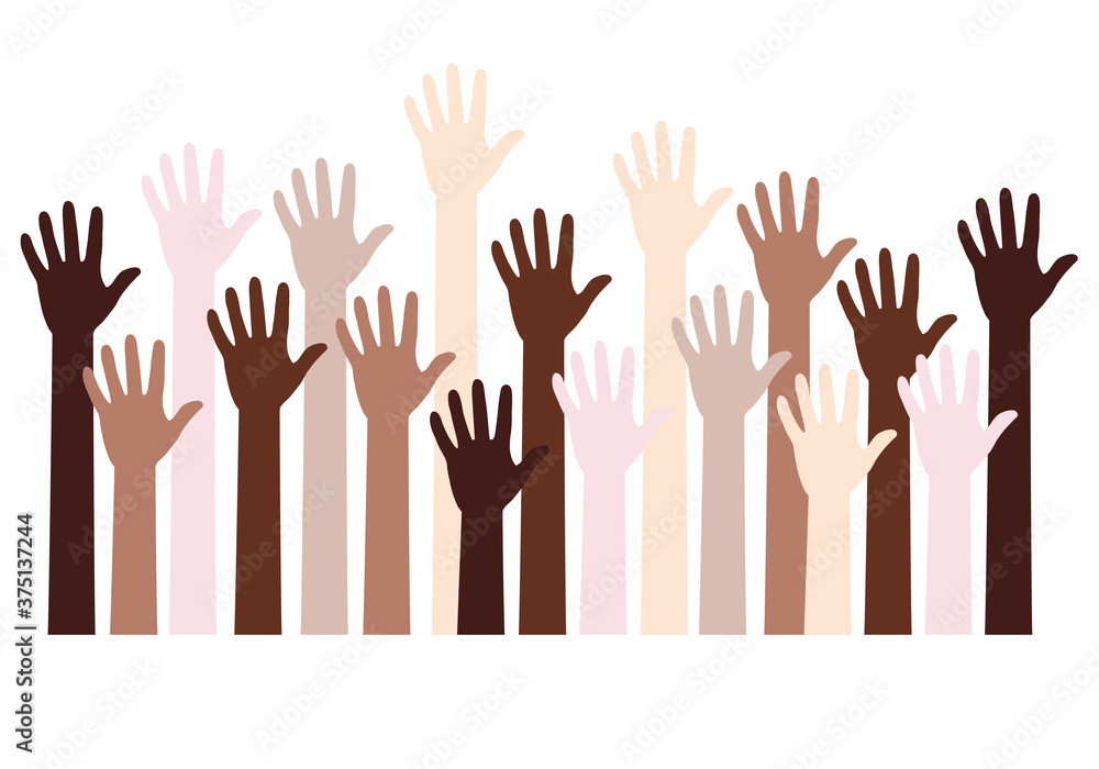 Human hands fight against racism, black lives matter, vector Stock ...