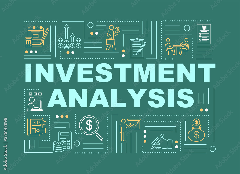 Investment analysis word concepts banner. Stock market trading ...