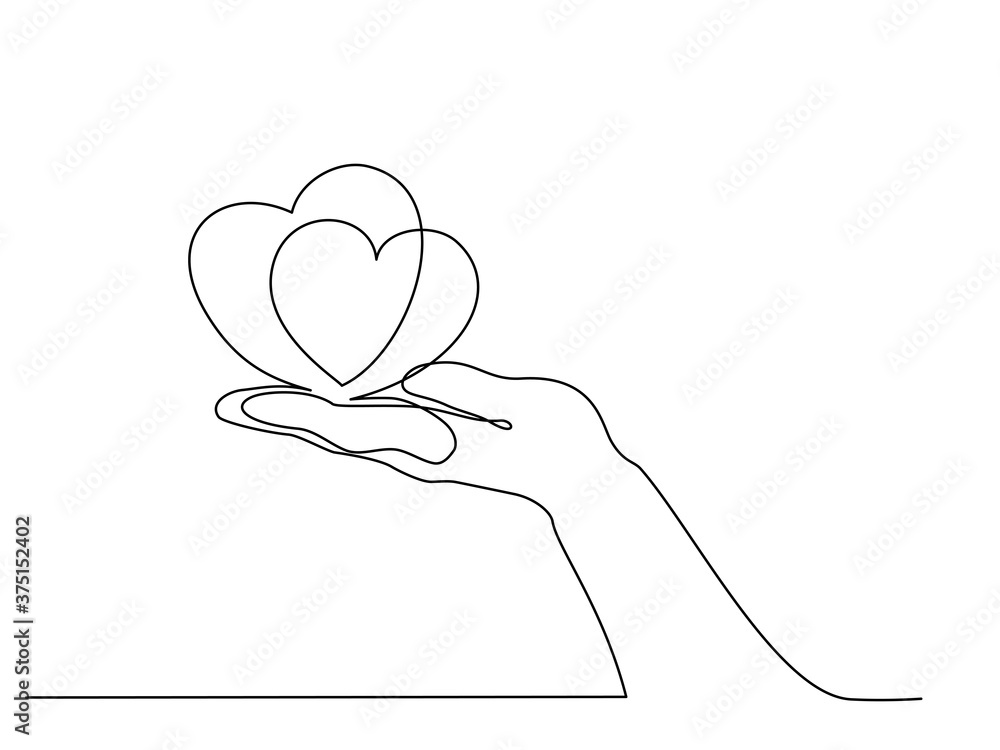 Hand holding heart sign. Continuous one line art Stock Vector | Adobe Stock Hand holding heart sign. Continuous one line art Stock Vector | Adobe Stock