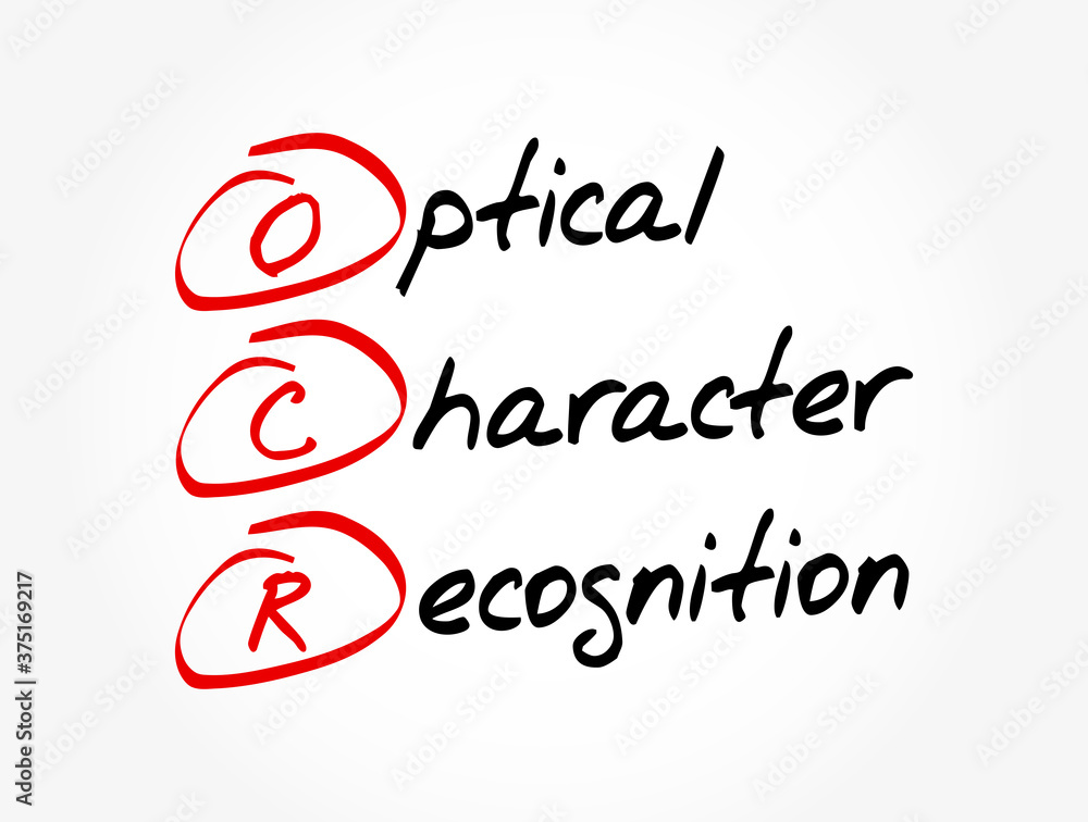 OCR - Optical Character Recognition acronym, technology concept ...