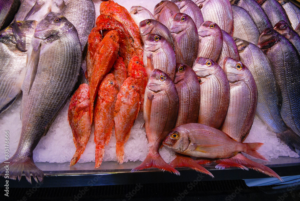 Pescaderia.Mercado de S´Olivar.Ciudad de Palma. Mallorca. Baleares ...