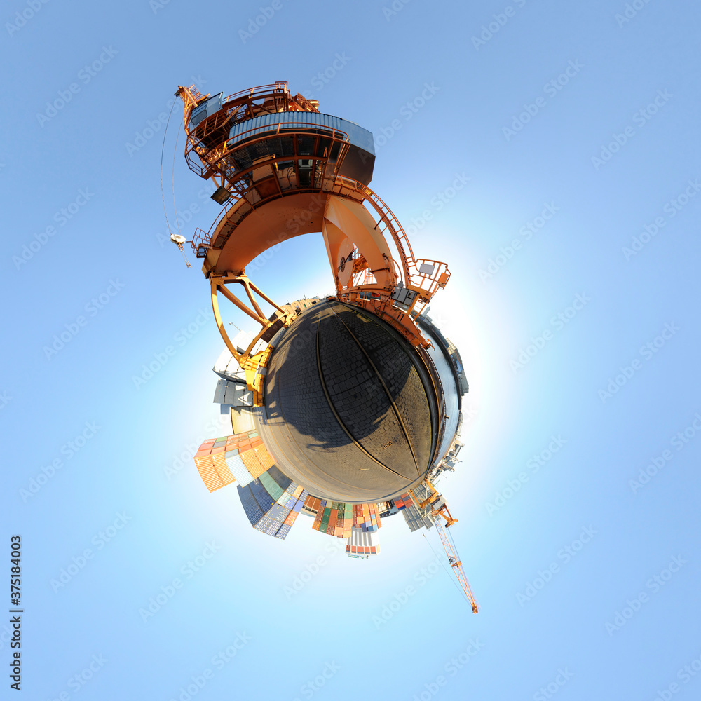 Harbor Planet - Little planet - spherical panorama of harbour Stock ...