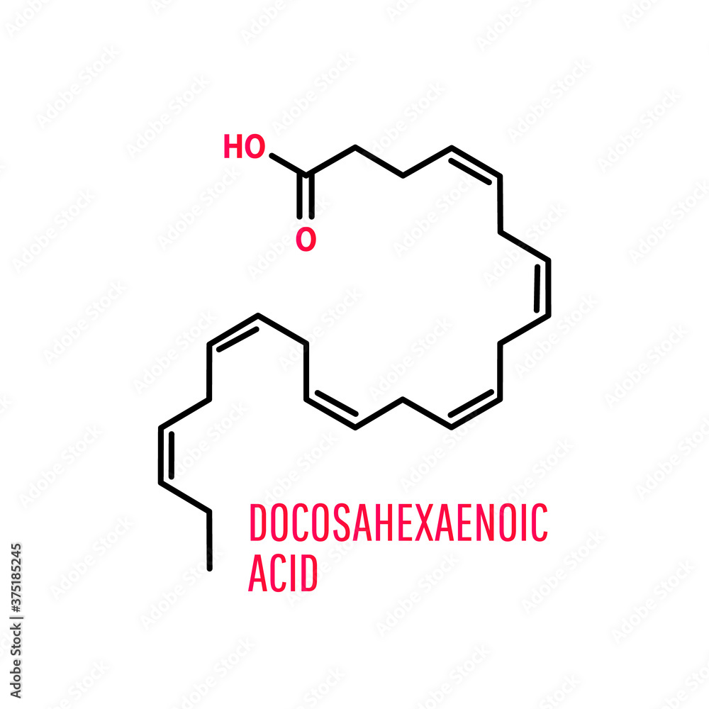 Docosahexaenoic acid skeletal chemical formula, DHA, cervonic acid ...