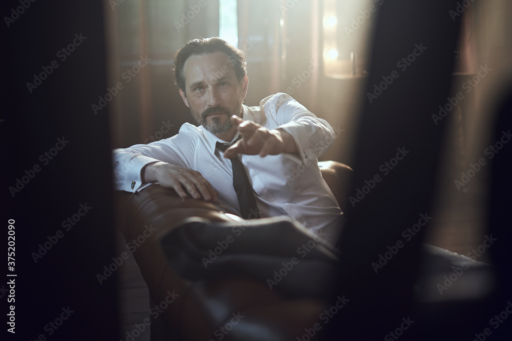 cinematic photo shoot of the confident actor celebrity look in foggy ...