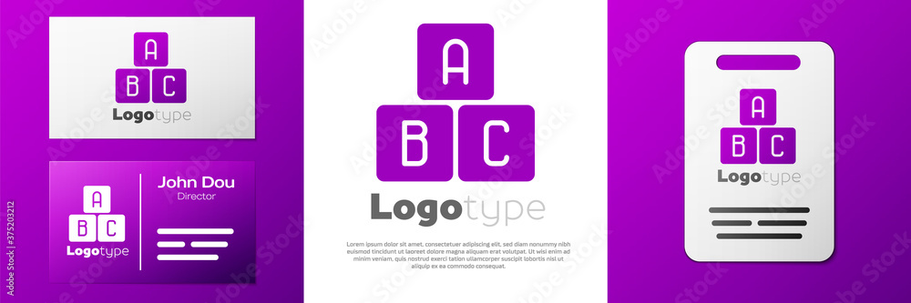 Logotype ABC blocks icon isolated on white background. Alphabet cubes ...