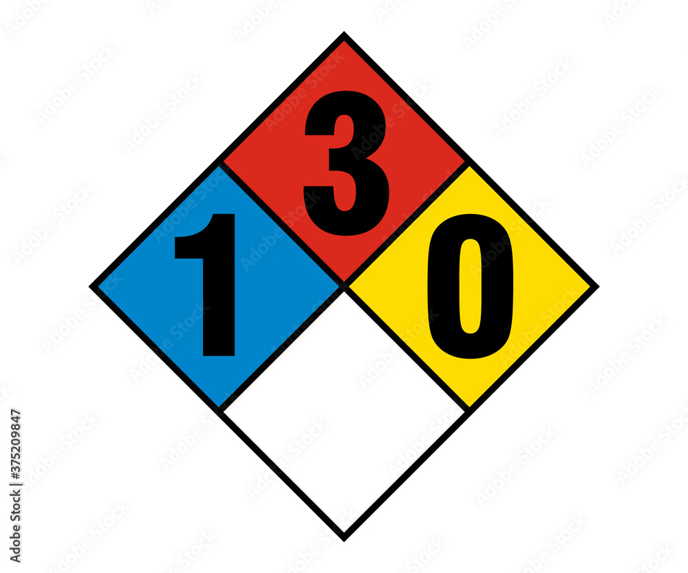 NFPA Diamond 1-3-0, Chemical safety sign vector, NFPA Diamonds sign ...