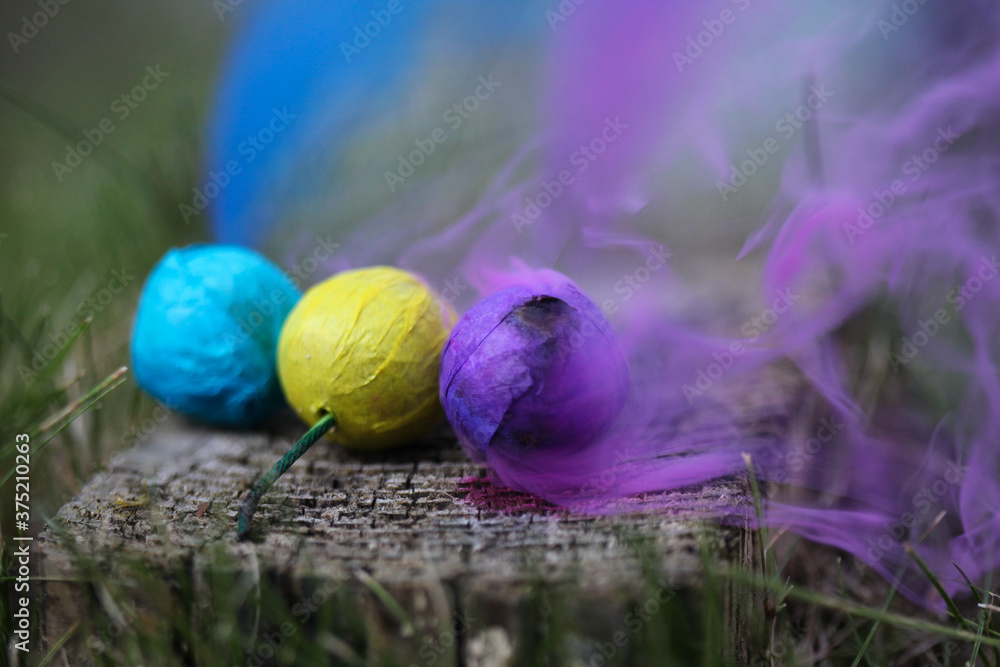 Colorful smoke bombs Stock Photo | Adobe Stock