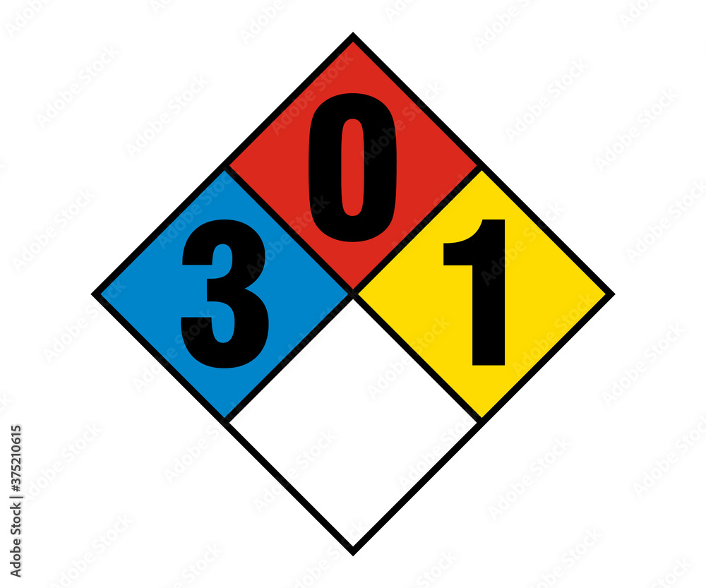 NFPA Diamond 3-0-1, Chemical safety sign vector, NFPA Diamonds sign ...