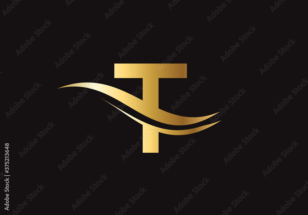 Initial T logo design swoosh. vector T logo for business and company ...