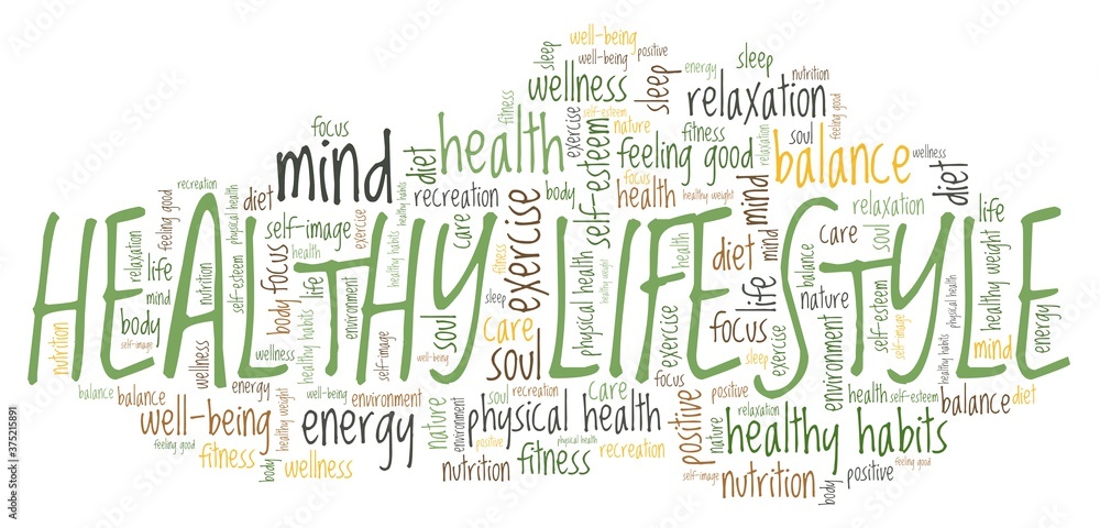 Healthy lifestyle vector illustration word cloud isolated on a white ...