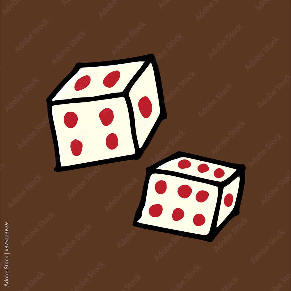Vector illustration of dice isolated on brown background. Modern ...