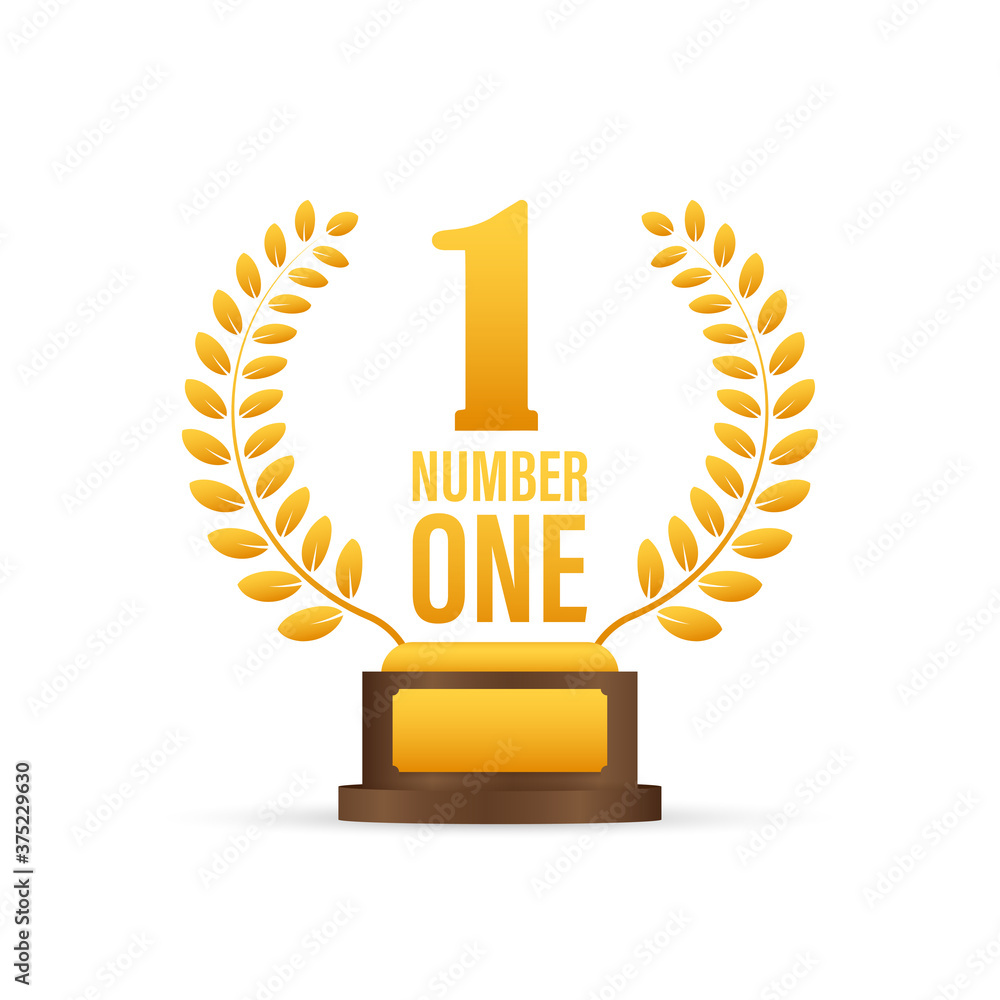 Number one for game design. Award ribbon gold icon number. Contest ...