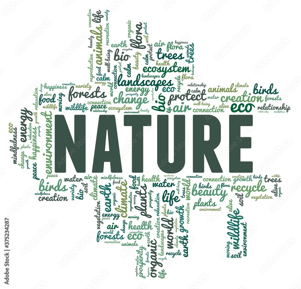 Nature vector illustration word cloud isolated on a white background ...