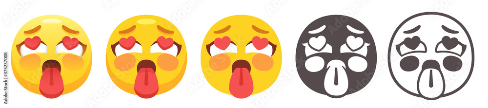 Ahegao emoji. Enjoyment or ecstasy facial expression. Yellow emoticon ...