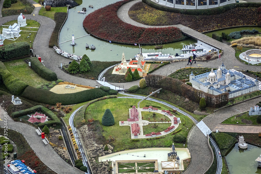 Mini-Europe theme park from above. Miniatures at the park Mini-Europe ...