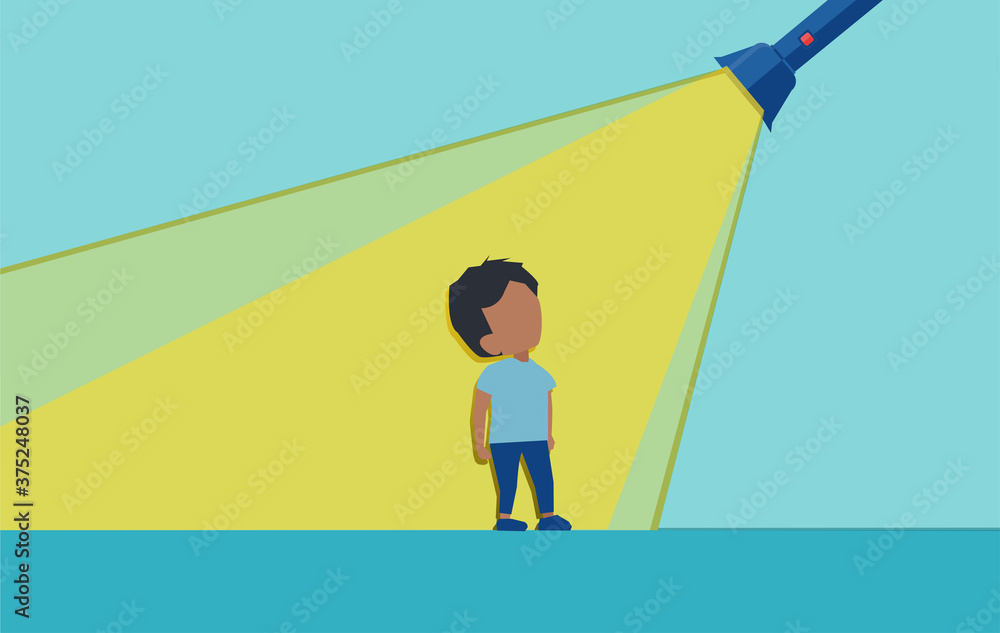 Vector of a boy in a flashlight Stock Vector | Adobe Stock