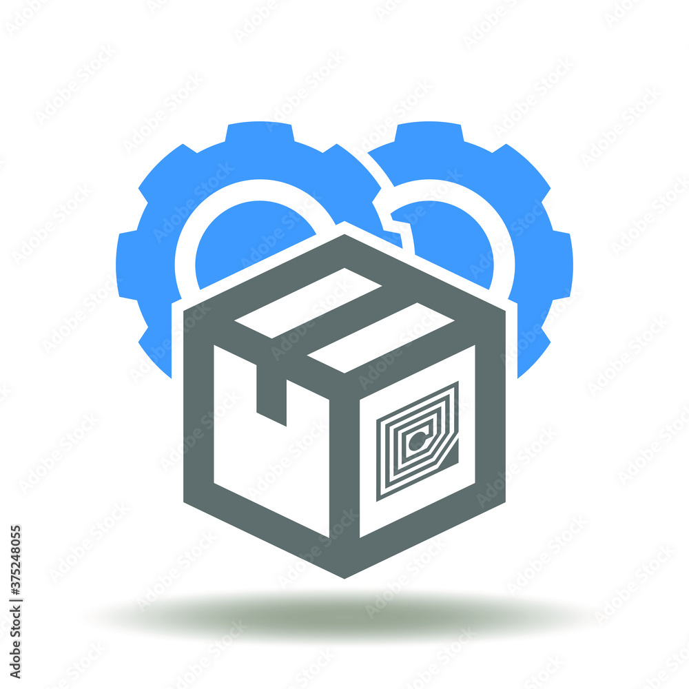 Supply Chain Management Symbol. Cog wheels mechanism packaging parcel ...