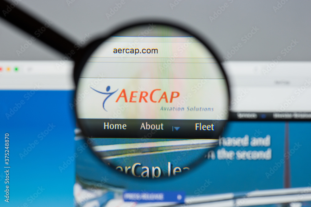 Milan, Italy - August 10, 2017: Aer Cap Holdings website homepage. It ...