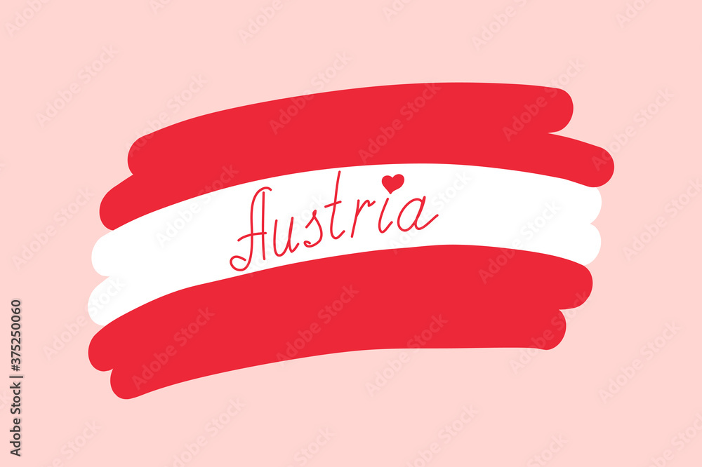 Flag of Austria, stylized vector illustration with freehand text ...